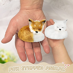 4 Pcs Stuffed Fox Plush Ornament Simulation Furry Fox Decorations Animals Plush Mini Squint Sleeping Plush Static Figures Model for Home Birthday Graduation Favors