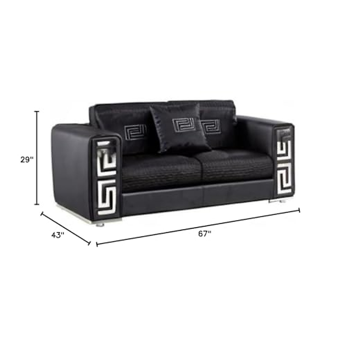 American Eagle Furniture AE223 Black Color with Faux Leather and Fabric Loveseat