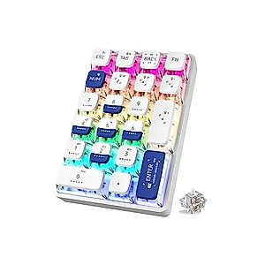 SOLAKAKA K21 RGB Backlit Tri-Mode Wireless Mechanical Number Pad Supports 3 Bluetooth/2.4GHz/Type C Wired,Hot Swappable 21 Keys Mechanical Numpad with Pudding Style PBT Keycaps
