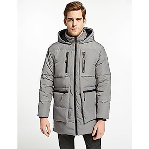 Orolay Men's Thickened Down Jacket Hooded Winter Coats with 6 Pockets Grey L