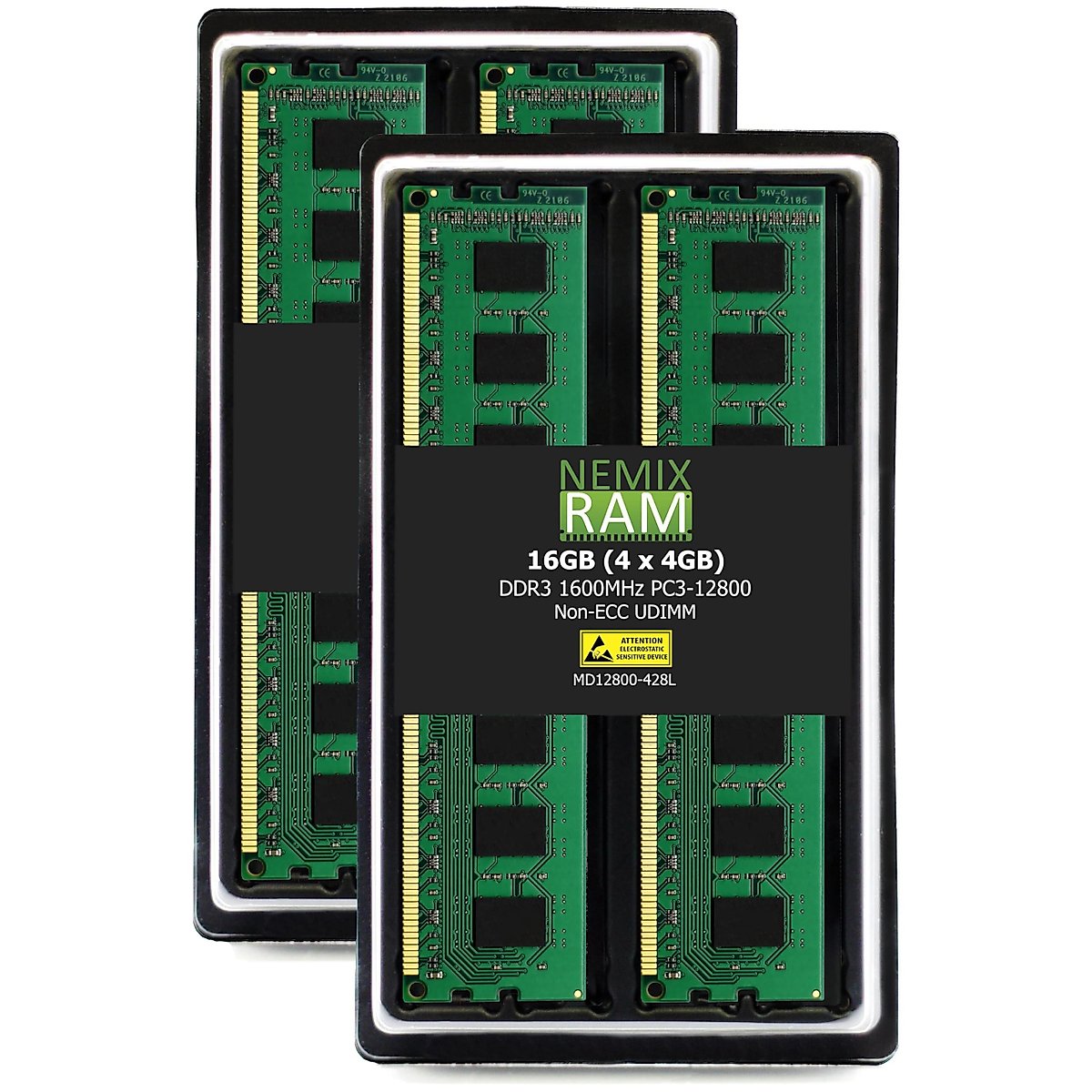 NEMIX RAM 16GB (4X4GB) DDR3 1600MHZ PC3-12800 1Rx8 1.5V 240-PIN Non-ECC UDIMM Unbuffered Desktop Memory KIT