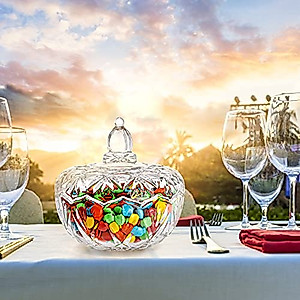 Youeon Set of 4 Glass Candy Dish with Lid, 6.2" Decorative Candy Bowl, Crystal Candy Jar, Cookie Jar, Jewelry Dish, Covered Candy Jar for Kitchen, Home, Office Desk, Candy Buffet