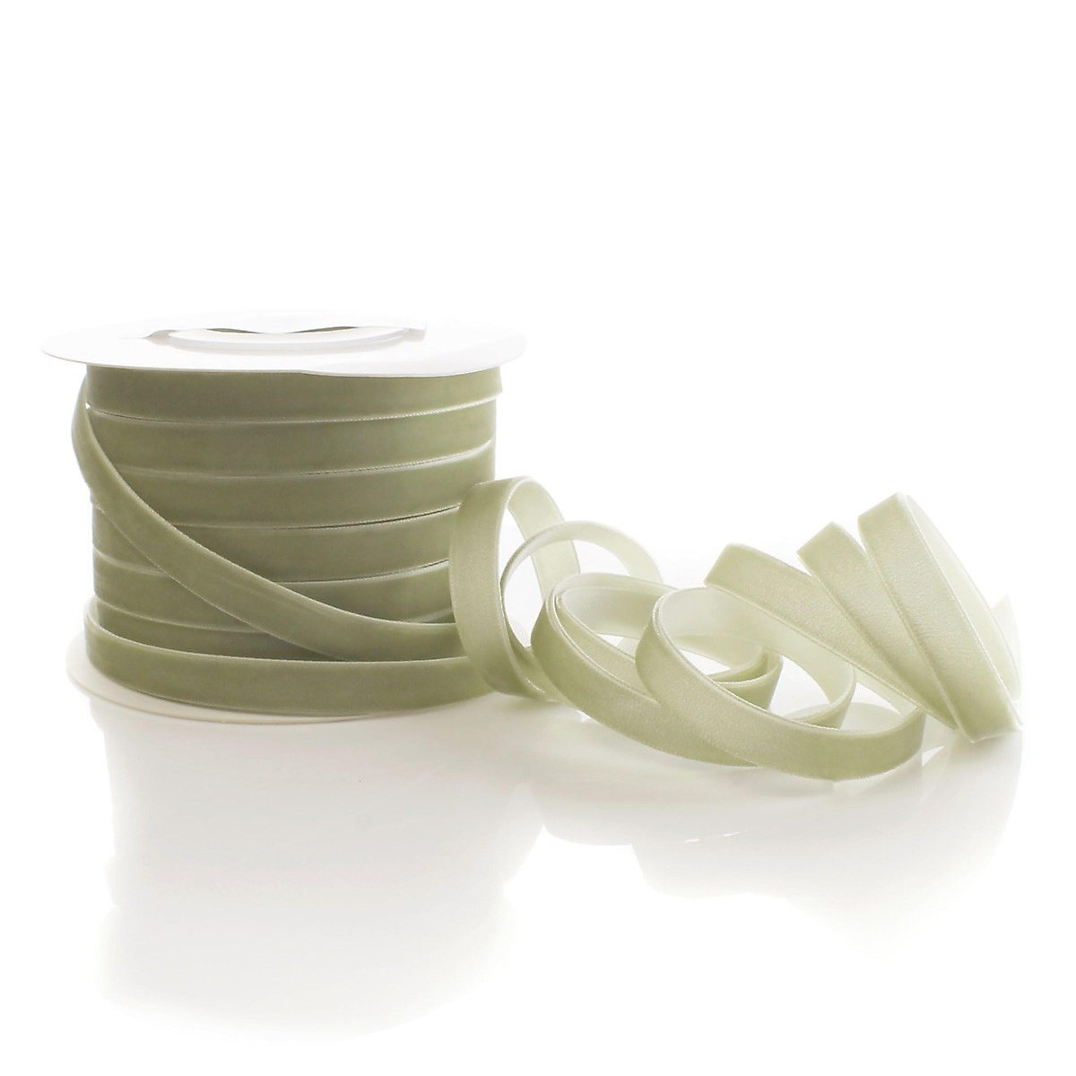 3/8" Narrow Velvet Ribbon Rustic Sage Green 25 Yards HairBow Center LLC