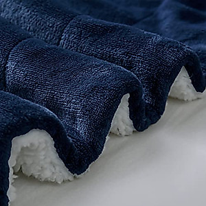 BEDELITE Sherpa Fleece Blanket Navy Blue Throw Blanket for Couch & Bed- 480GSM Thick Warm Winter Blankets, Super Soft & Cozy Fuzzy Blanket (50" X 60")