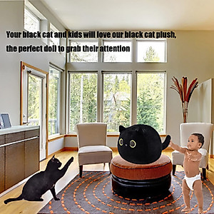 Taifctft Black Cat Plush Toy Pillow,21.7in Soft Plush Doll Cat Plushie Cat Pillow, Cute Stuffed Animal Soft Plush Pillow Baby Plush Toys Cat Shape Novelty Design Sofa Pillow Decoration Doll