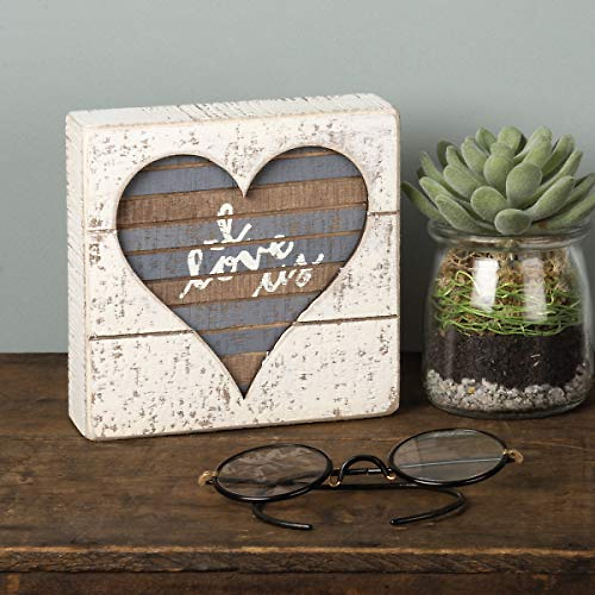 Primitives by Kathy Hand-Lettered Slat Box Sign, I Love Us