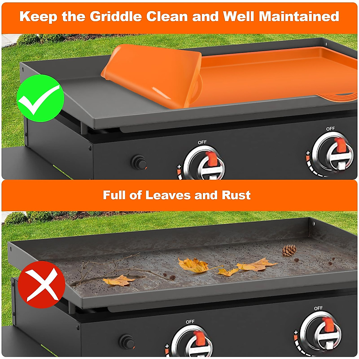 28” Blackstone Griddle Cover Silicone Griddle Mat for 28 Inch Blackstone Griddle, Heavy-Duty Food Grade Silicone Mat to Protect from Pollen, Debris and Rust, All-Season Protective Griddle Cover