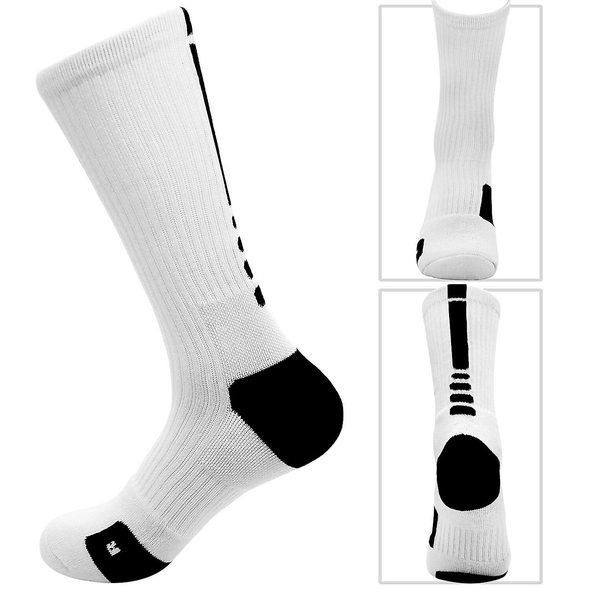 MUMUBREAL Men's Cushioned Compression Sport Socks, White, Sizes 6-13 (3pack)