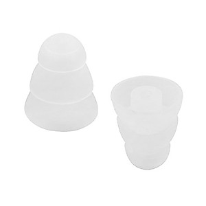 Rayker Triple Flange Replacement Eartips, Soft Noise-Isolation Silicone Ear Tips with 2mm Connector for Etymotic Shure Westone, in Ear Canal, S/L Size Included, 6 Pairs, White