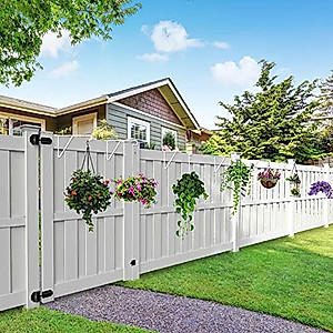 Hlimior 6 Pack Vinyl Fence Hooks - 5 x 10 inches Durable Patio Hangers Powder Coated Steel Fence Hangers for Indoor & Outdoor Hanging Plants, Planters,Bird Feeders, Lights, Basket, Decoration （White）