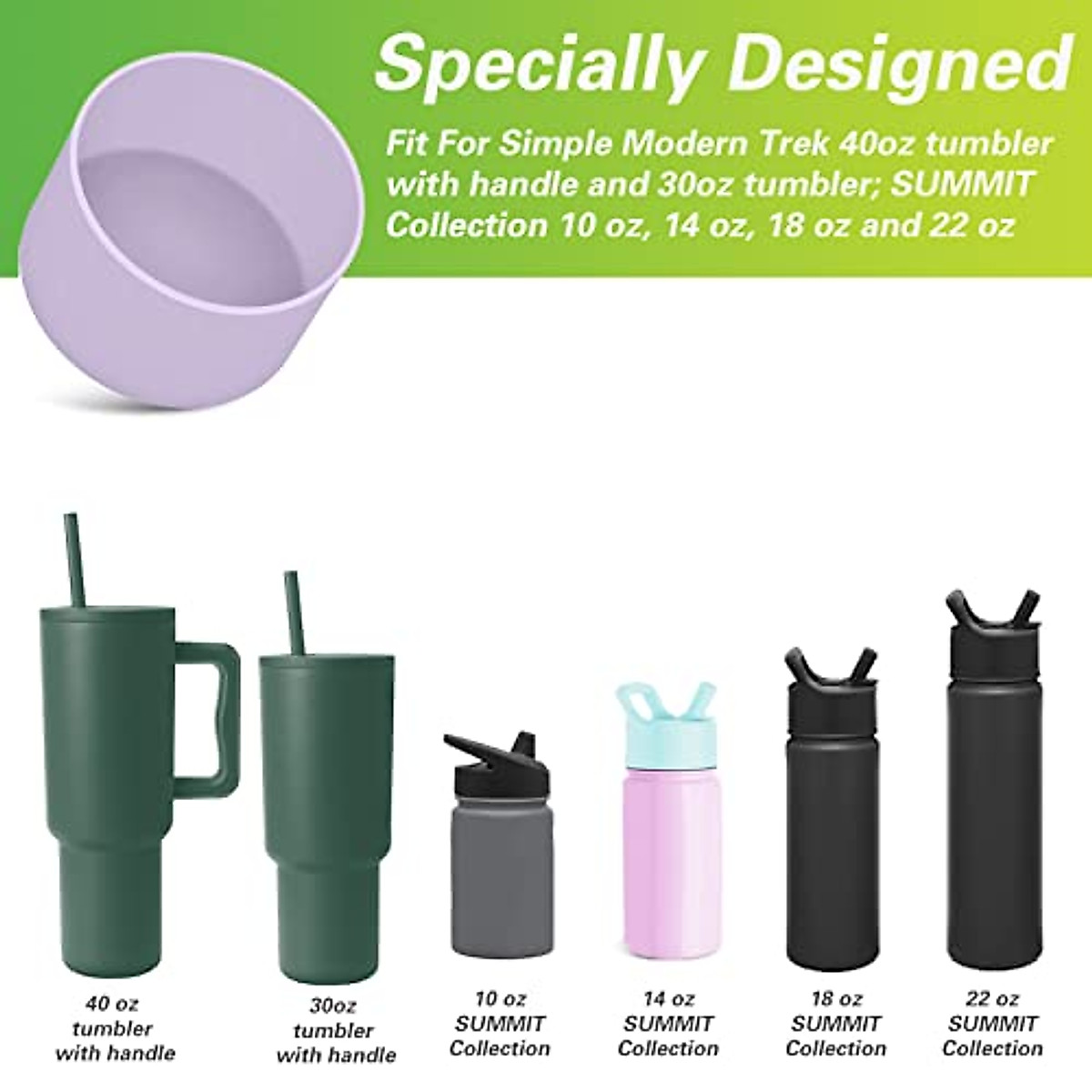 AIERSA 2Pcs Silicone Boot for Simple Modern Trek 40 oz Tumbler with Handle, Protective Water Bottle Bottom Sleeve Cover, Tumbler Accessories, Wisteria