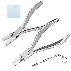 SPEEDWOX Eyeglasses Frame Pliers 6 Inches Round Nose Nylon Jaw and Flat Nose Adjusting Eyeglass Arms Frame Plier 2 Pieces Set Glasses Repair Assembling Tools Glasses Nose Pads Arm Pliers