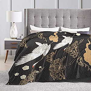 Black and Gold Fleece Blanket Throw Blanket, Ultra-Soft Cozy Micro Fleece Blanket for Sofa, Couch, Bed, Camping, Travel, & Car Use-All Seasons Suitable50 X40