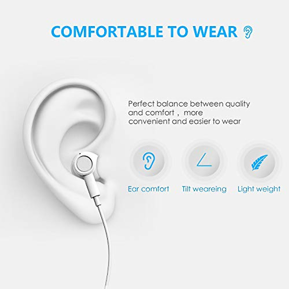 Wired Earbuds/Earphones, In Ear Headphones 3.5mm Jack, Wired Headphones with Microphone and Volume Control High Sound Quality Compatible with iPhone 6s/6/5s/Android/Laptop/PC Most 3.5mm Audio Devices