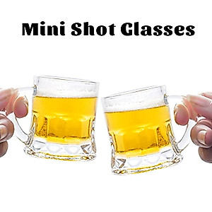 ZZYFGH Shot Glasses with Handle, Mini Heavy Base Clear Beer Mugs, 1.8 Ounce, Set of 6 for Whiskey, Tequila, Vodka, Great for Father, Husband, Birthday or Friend Party Present
