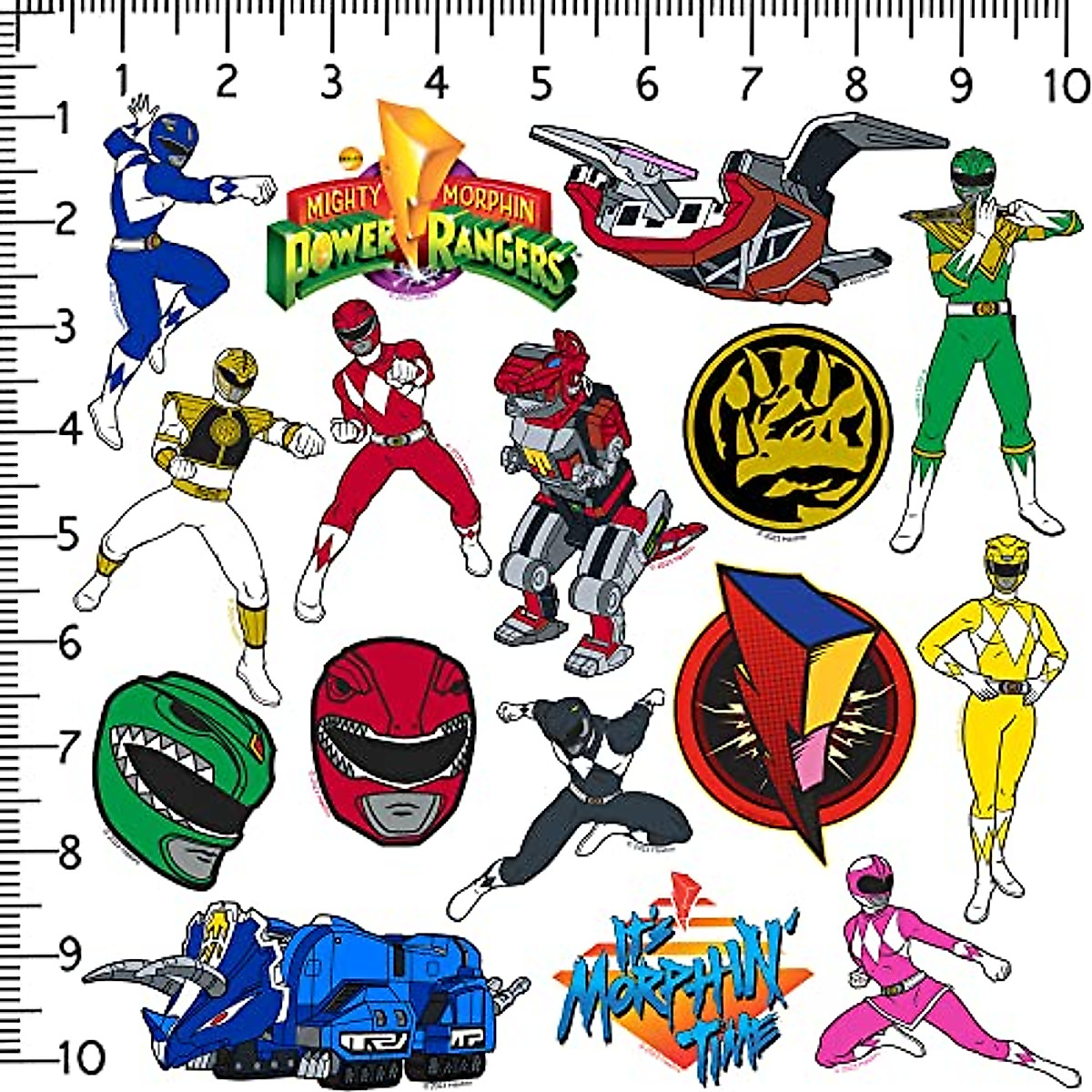 MIGHTY MORPHIN' POWER RANGERS 50CT Vinyl Large Deluxe Stickers Variety Pack - Laptop, Water Bottle, Scrapbooking, Tablet, Skateboard, Indoor/Outdoor - Set of 50