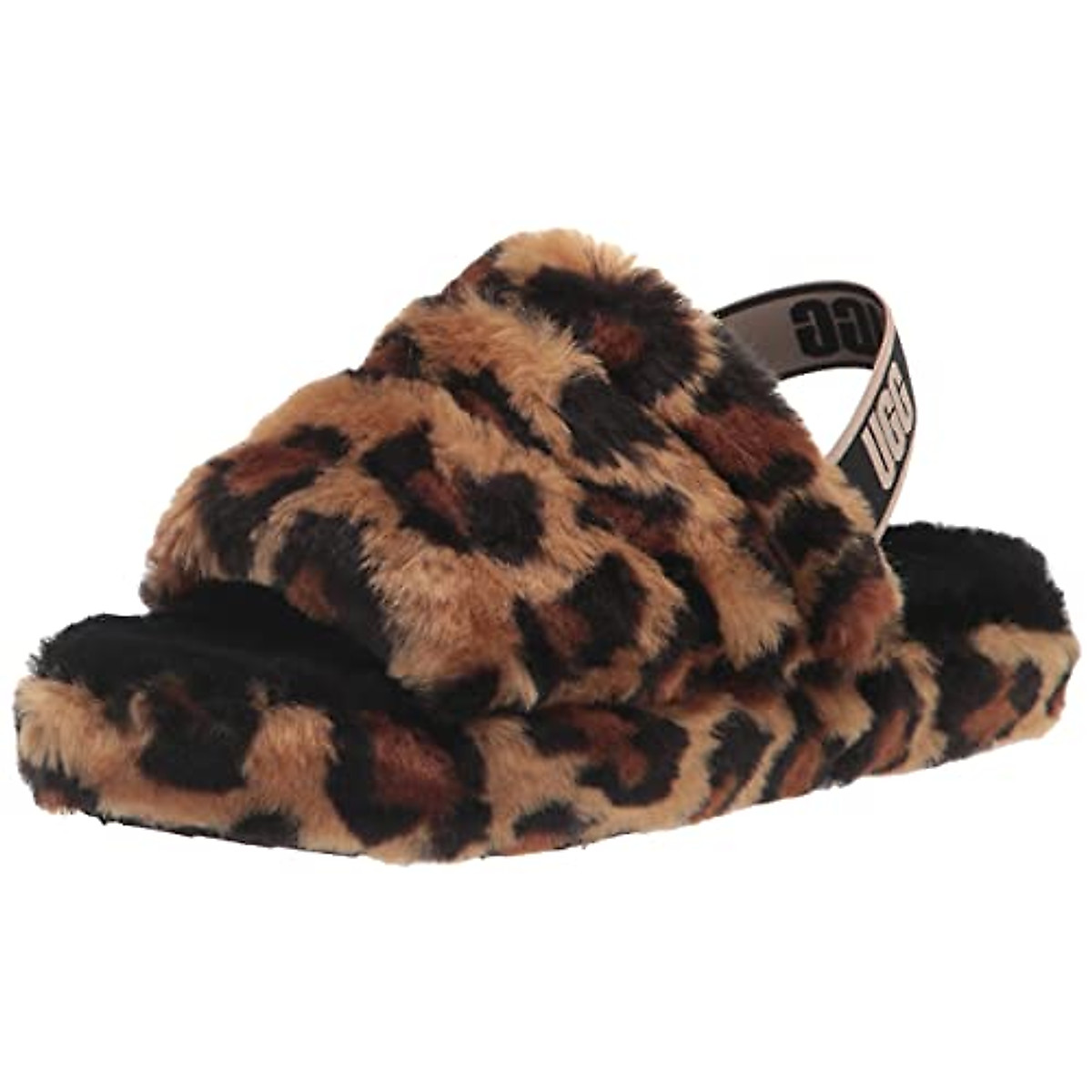 UGG Girls K Fluff Yeah Slide Spotty Slipper, Natural, 5 Big Kid