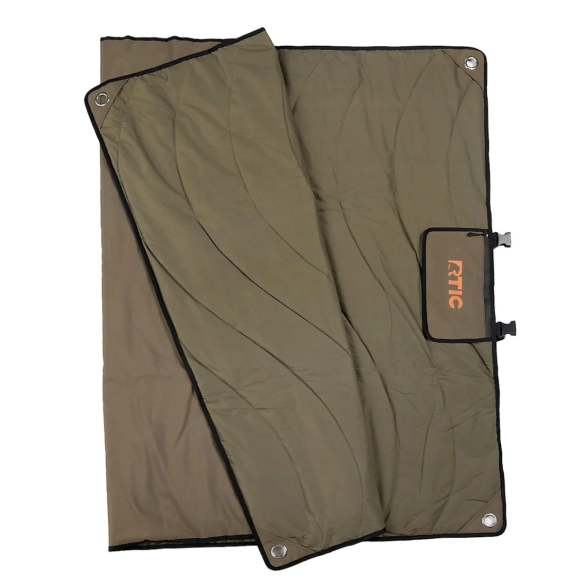 RTIC Anywhere Blanket, Waterproof Portable, Quilted Outdoor Mat for Picnic, Beach, Camping, Grass, Park, Play-Time, Pets, Stain Resistant Machine Washable, Includes 4 Stakes, 54.5" x 78.5", Olive