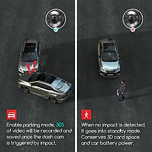 COOAU 1080P Dash Cam for Cars with Micro USB Hardwire Kit - 2" IPS Screen 24H Parking Mode G-Sensor Loop Recording Wide Angle Night Vision Supercapacitor