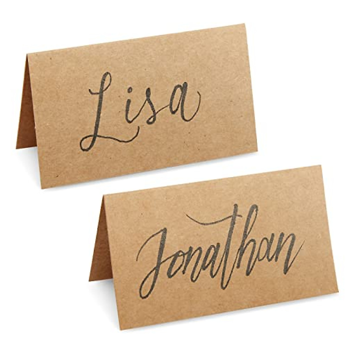 200 Pack Kraft Paper Place Cards for Table Setting, Blank Name Cards for Wedding Reception, Baby Shower, Graduation, Birthday, Table Numbers (3.5 x 2 In, Brown)