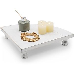 Corner Counter Wood Shelf, Rustic Pedestal Stand, Farmhouse Corner Shelves Stand, Tray Riser for Coffee Bar, Bathroom Countertop Organizer Corner, Centerpiece Display Riser for Kitchen, Bathroom