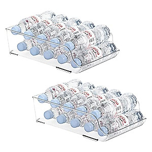 Lifetime Home 4 Pack Clear Water Bottle Dispenser Organizer Bins for Refrigerator - BPA-Free - Fridge Tray for Drinks Soda Cans & Beer - Perfect Refrigerator Organization & Storage