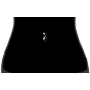 Ritastephens 14k Real Gold Bezel CZ Belly Button Navel Ring 14 Gauge