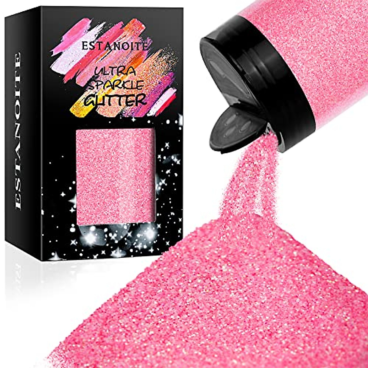 Iridescent Ultra Fine Glitter Powder 7.41Oz/210g Rainbow Resin Glitter PET Flakes Crafts Sequins Epoxy Chips Flakes for Tumblers Slime Making (Taffy Pink)