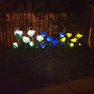 LoveNite Solar Rose Garden Lights, 2 Pack Realistic Solar Flower Lights, Waterproof LED Decorative Stake Landscape Lights for Patio Pathway Grave Cemetery Outdoor Decor (White)
