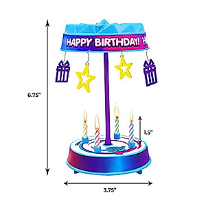BEST PARTY EVER! Spincredible Candle, Singing Candle-Powered Spinning Cake Topper, Reusable Birthday Candle, Fits Any Size Cake, Great for Birthdays, 1 Count