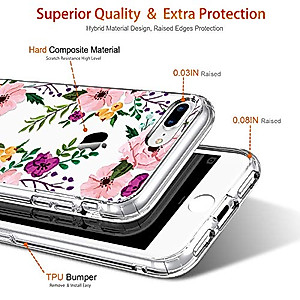 GiiKa iPhone 8 Plus Case, iPhone 7 Plus Case with Screen Protector, Clear Heavy Duty Protective Case Floral Girls Women Hard PC Case with TPU Bumper Cover Phone Case for iPhone 8 Plus, Small Flowers