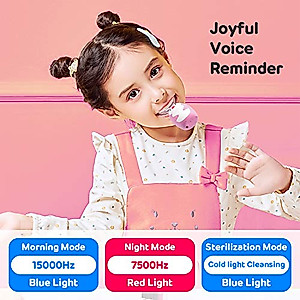 Sunartec Ultrasonic Electric 360 Toothbrush for Kids Teeth Whitening Kits with Music Reminder, 3 Modes Gums Care Sonic Toothbrushes for Children's Gifts 2 Brushheads (Black)