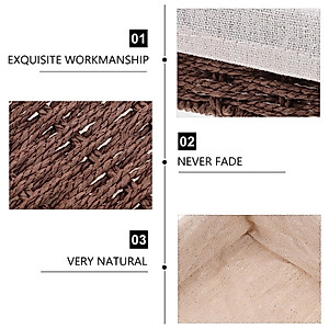 STOBAZA Wicker Storage Baskets, Hand Woven Paper Rope Wicker Baskets, Small Rectangular Wicker Baskets for Organisation, Cube Organiser for Closet/Clothes/Dresser