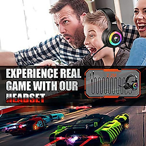 Gaming Headset Xbox One Headset with Stereo Surround Sound,PS4 Gaming Headset with Mic & LED Light Noise Cancelling Over Ear Headphones Compatible with PC, PS4,PS5, Xbox One,Mac
