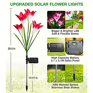 NEEMO Solar Outdoor Lights 4 Pack, Solar Garden Lights with Large Lily Flowers, 7-Color Changing Solar Pathway Lights, Solar Powered Landscape Lights for Garden Patio Yard (Bigger Solar Panel)