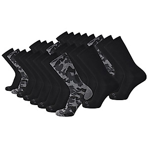 AND1 Men's Socks - Athletic Cushion Crew Socks (24 Pack), Size 6-12.5, Black Camo