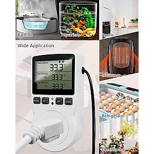 Digital Temperature Controller Outlet, 120V Electric Thermostat Outlet Plug with Timer Heating Cooling Control 110V for Reptile Terrarium Greenhouse Refrigerator