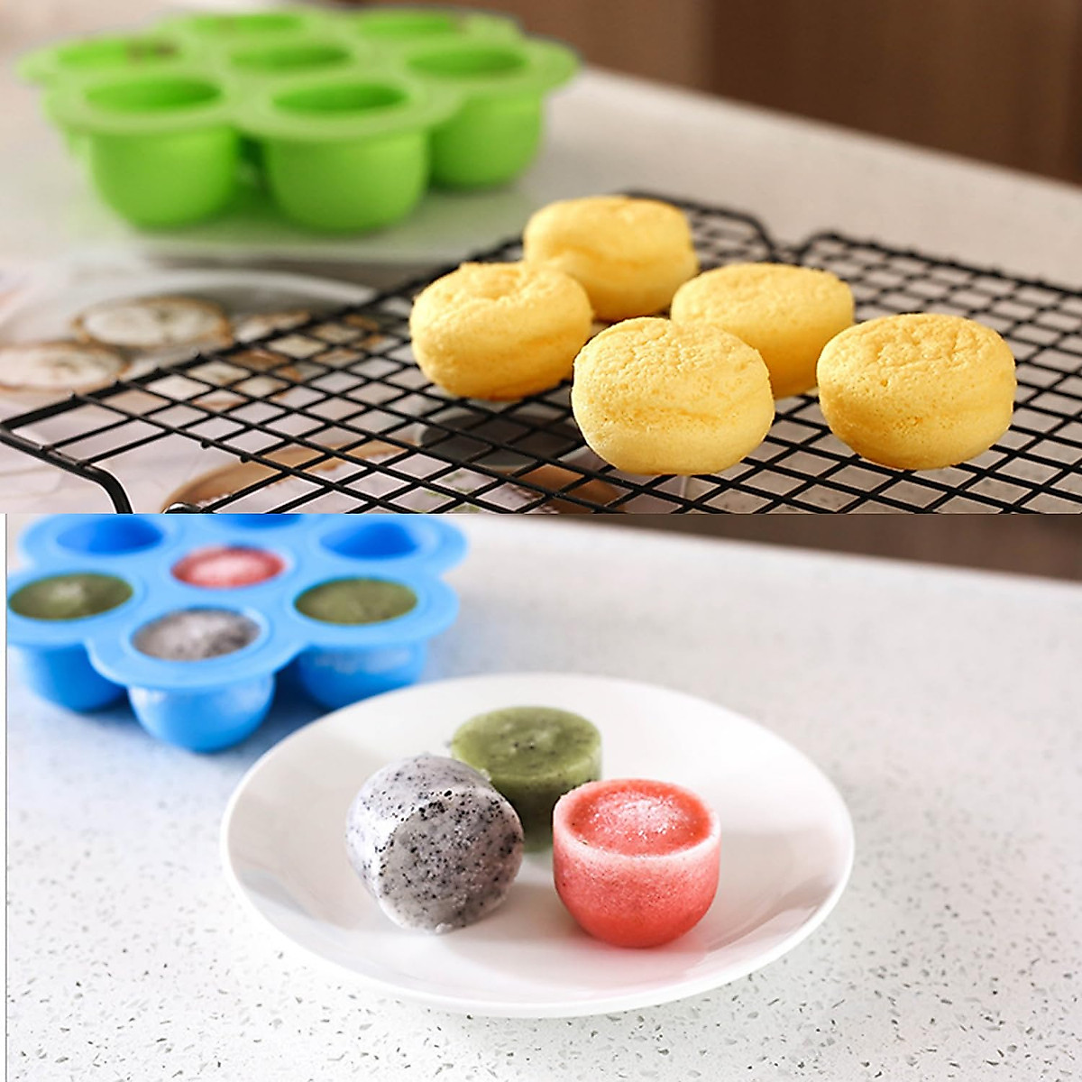 2 PCS Egg Bites Silicone Mold, Sous Vide Egg Bite Maker, Fits Instant Pot 5,6,8 qt Pressure Cooker