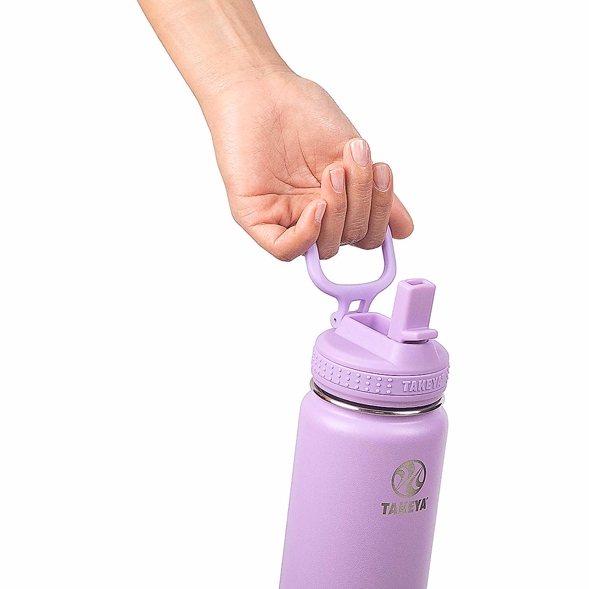 Takeya Actives Water Bottle with Straw Lid - Durable & Easy-Care Water Bottle with Stainless Steel Insulation - BPA-Free Lid with Carry Handle & Straw - Dishwasher-Safe - 24 oz, Lilac