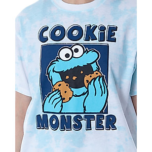 Sesame Street Womens' Cookie Monster Tie Dye Shirt Short Sleep Pajama Set (XL)
