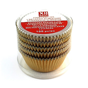 Foil Cupcake Liners, Baking Cups Standard Muffin Wrappers for Party, 100 Pack (Gold)