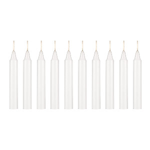 Mega Candles 10 pcs Unscented White 5 Inch Taper Candles, Multi Purpose, Household General Usage, Emergency Lighting, Church, Prayer Vigils, Religious Ceremonies
