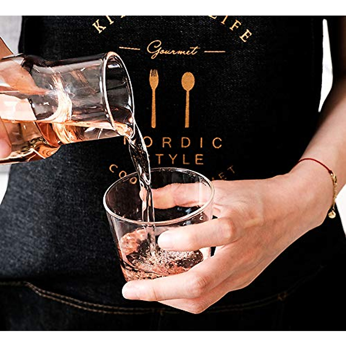 Bedside Water Carafe Set with Tumbler Glass Set Mouthwash Bottle for Bathroom, Bedroom Nightstand, 17oz/500ml(Clear)