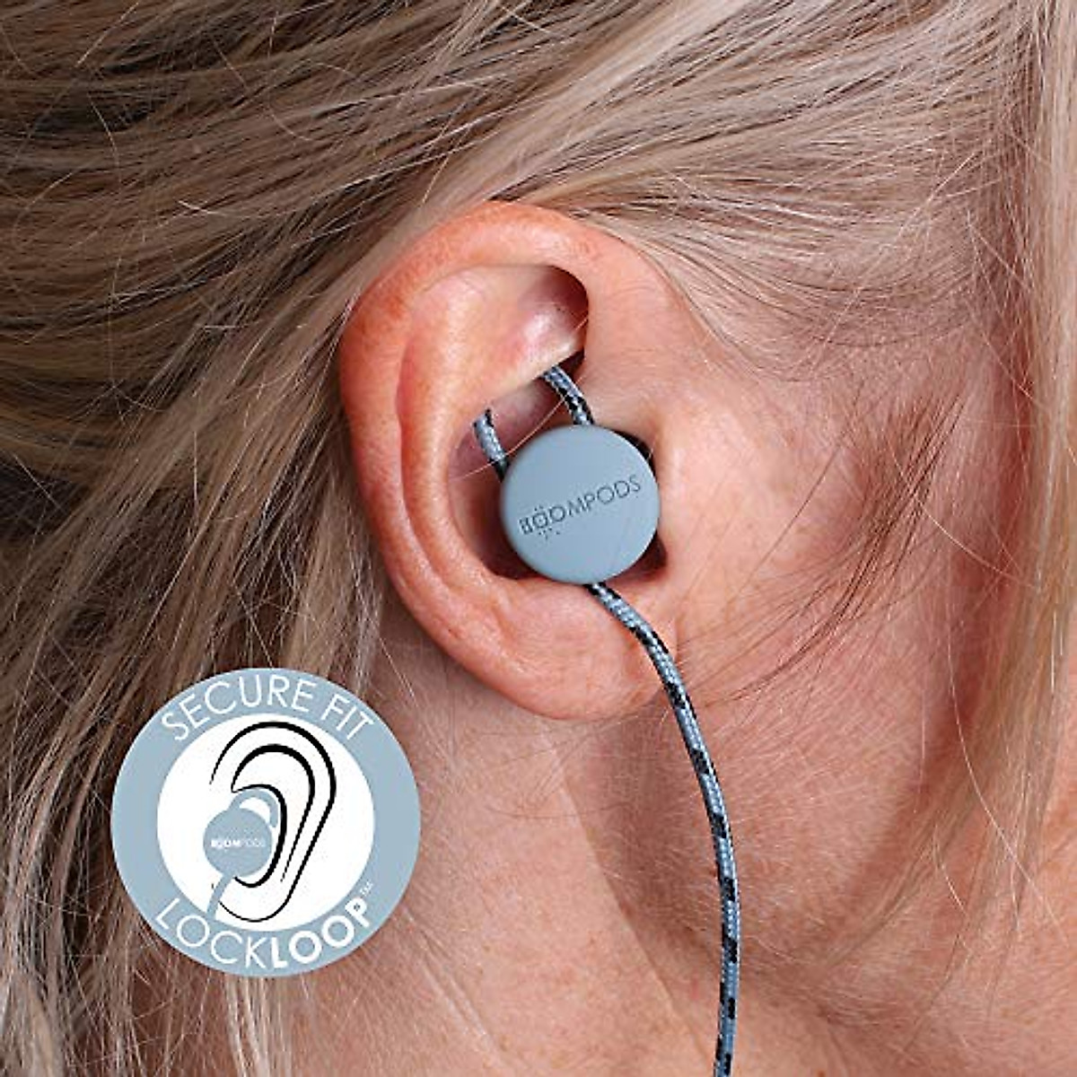 BoomPods Retrobuds in-Ear Headphones - Best Wireless Bluetooth Workout Custom Fit Earbuds, Perfect for Running, Jogging, Exercise, and for Listening for Your Commute (Ice Blue)