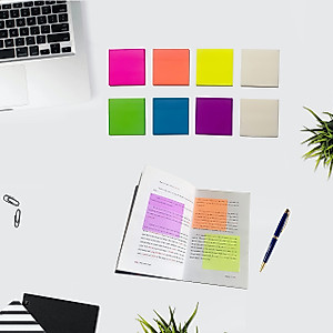 iKyce 400 Sheets Transparent Sticky Notes， 3 x 3 inch Clear Self-Sticky Annotation, Waterproof Translucent Color Memo Pad, See Through Office & School Supplies, 50 Sheets Per Pad , 8 Pads in Total