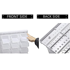 RIVTUN Transparent Garage Organizer Bins, 15PCS Wall Mounted Storage Small Parts Bins With White Pegboard to Store Nuts,Bolts, Screws, Nails