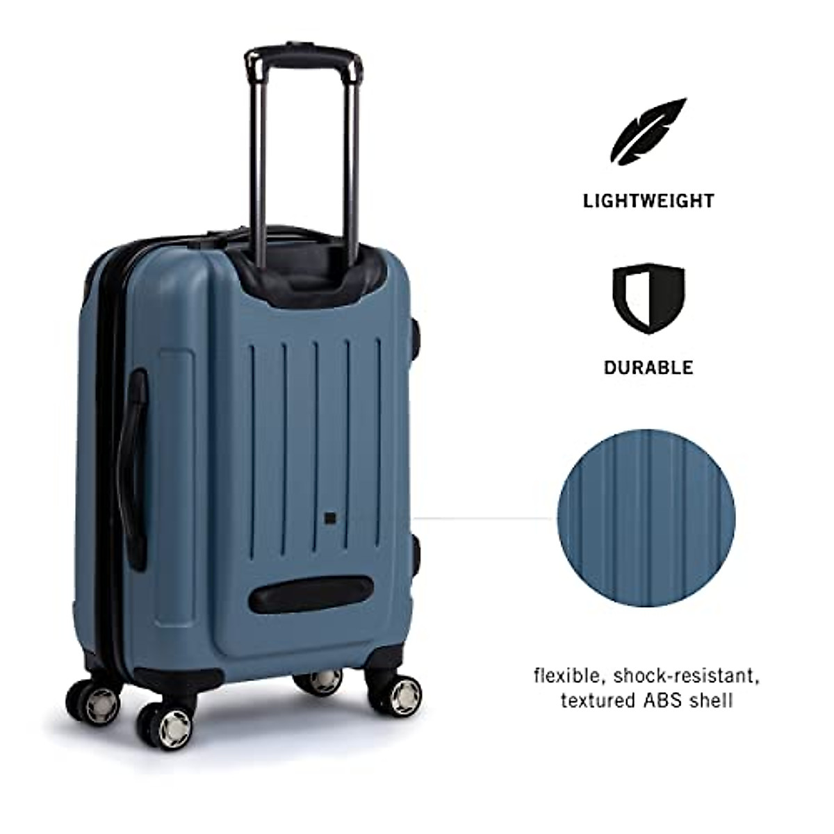Kenneth Cole REACTION Renegade Luggage Expandable 8-Wheel Spinner Lightweight Hardside Suitcase, Granite Blue, 28-Inch Checked