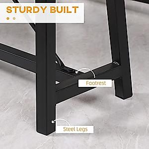 HOMCOM Industrial 3-Piece Dining Table Set, Rectangular Kitchen Table and Chairs for 4 People, Space-Saving Dinner Table with Two Benches, Rustic Brown