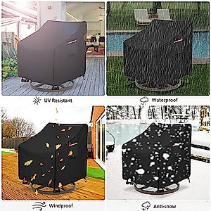 Okcool Outdoor Swivel Chair Cover 2 Pack,Outdoor Furniture Patio Chair Covers Waterproof Clearance,(33"W x 35"D x 38.5"H) Outdoor Lawn Patio Furniture Covers,Black