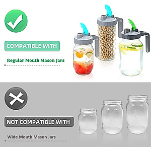2 Pack Regular Mouth Mason Jar Lids Flip Cap with Handle for Regular Mouth Ball Mason Jar, Airtight & Leak-proof Seal, Turns your Mason Jar into Pitcher (Jars Not Included)